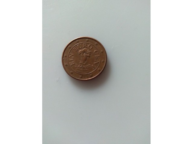 1 euro cent Austrija,  2002.