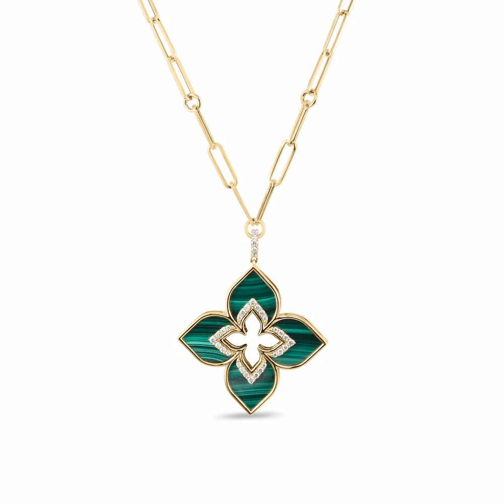 Venetian Princess pendant with diamonds and malachite