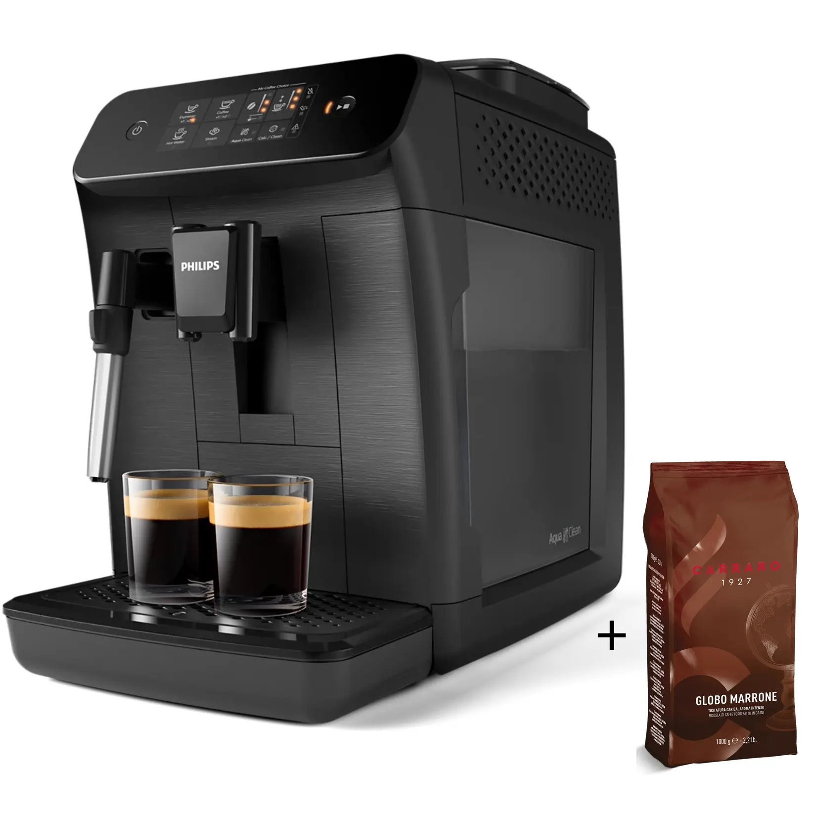 PHILIPS Potpuno automatski espresso aparat Serija 800 / EP0820/04 + CARRARO Globo Marrone 1kg + Espresso kafa u zrnu CARRARO Globo Marrone 1kg