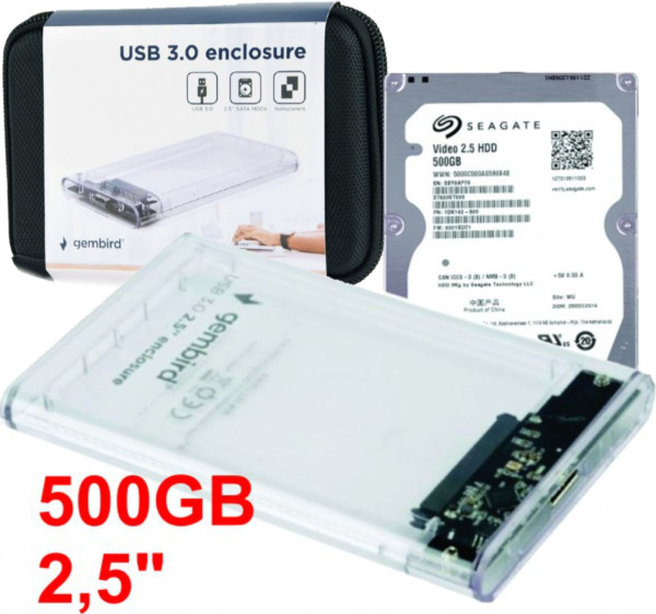 HDD 2.5 * 500GB SET USB 3.0 SATA eksterno kuciste + 500GB ST500VT000 SEAGATE EE2-U3S9-6 (1859)