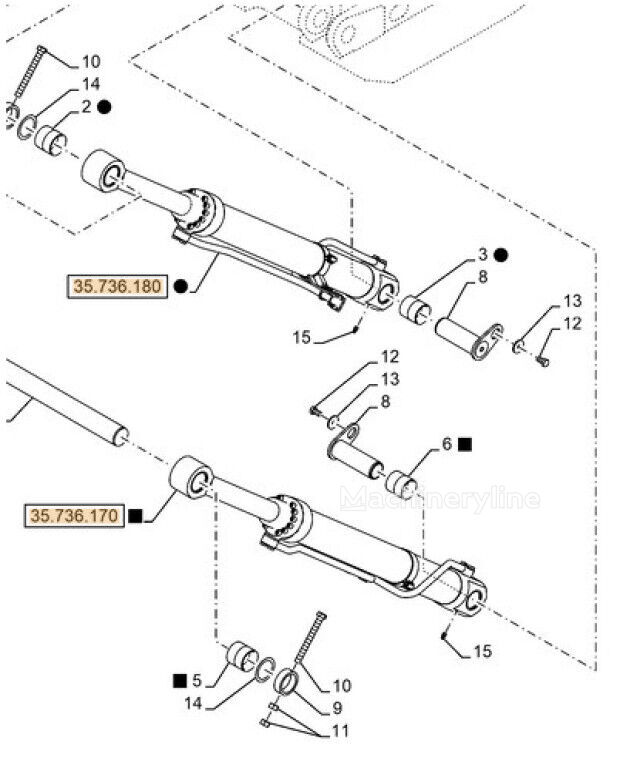 Case KWV14460 LH hidraulični cilindar za Case CX750D bagera