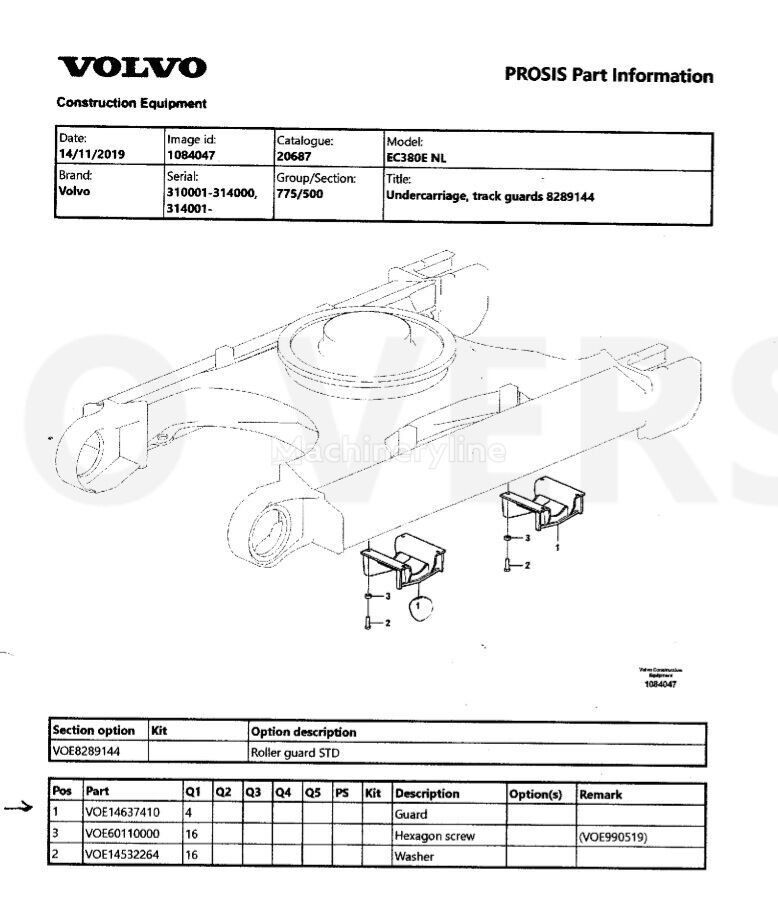 Volvo Ricambi Vari brza spojnica za Volvo EC380ENL bagera