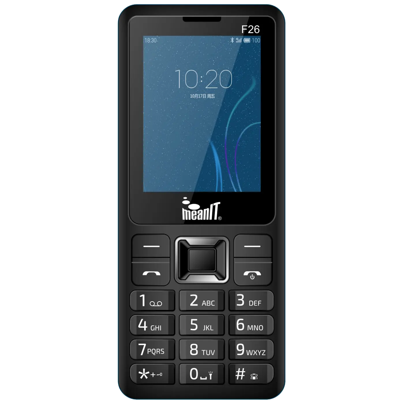 MEANIT Mobilni telefon F26 Black, 2.4", Dual SIM, BT, FM radio, crni