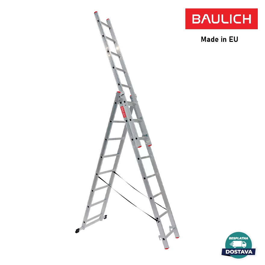 BAULICH Pro Trodelne Merdevine 3×8 – 4,09m Aluminijumske