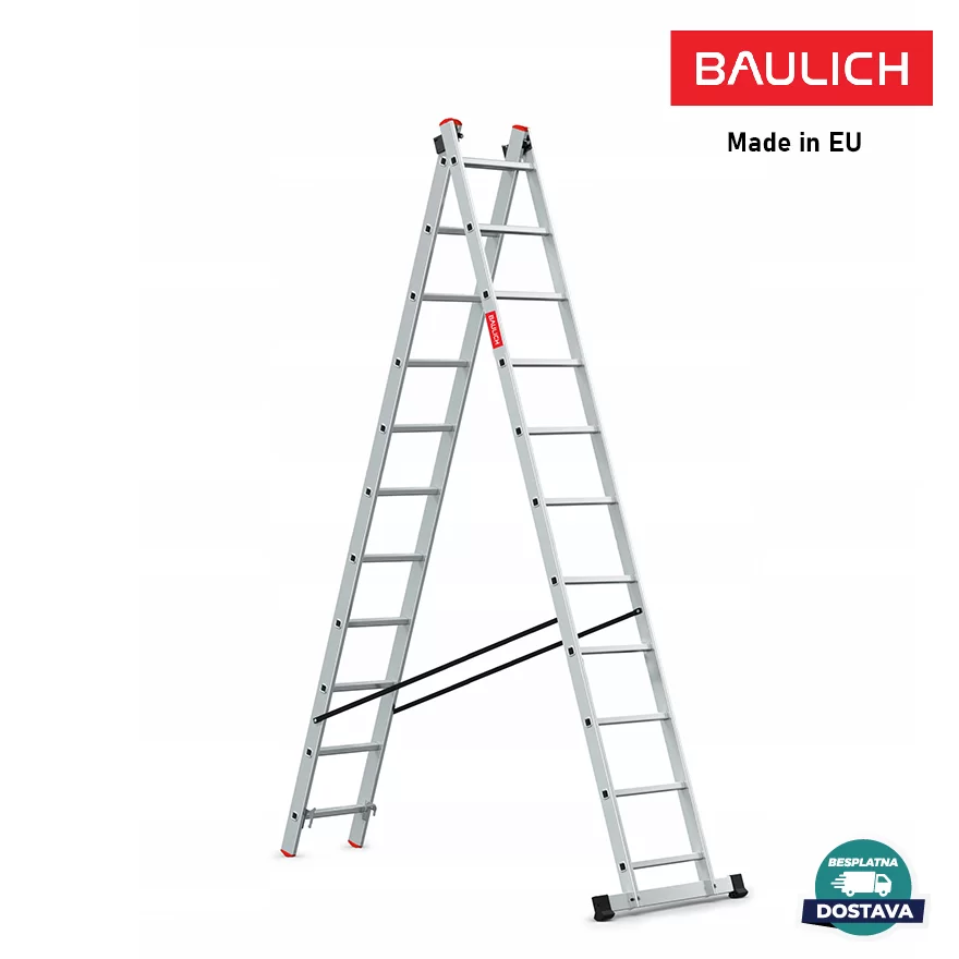 BAULICH Dvodelne Merdevine Pro 2×11 – 4.58m Aluminijumske