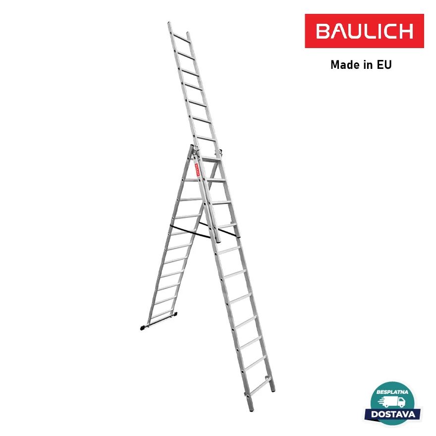 BAULICH Trodelne Merdevine 3×11 – 5.64m Aluminijumske