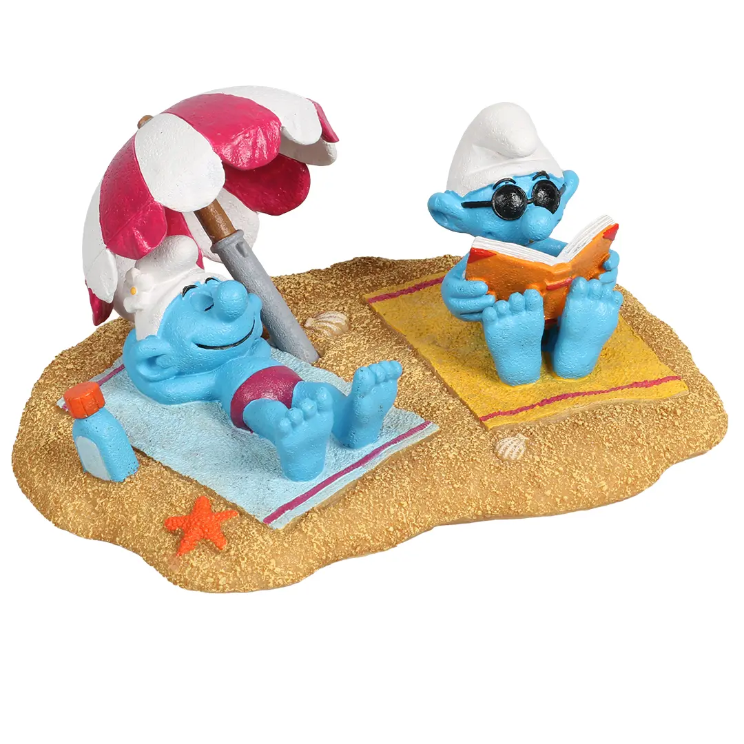 DUVO+ Dekoracija za akvarijum Smurfs Beach Sunbathing, 17.4x13.2x7.9, Šarena