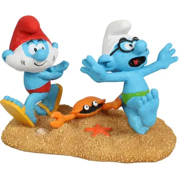 DUVO+ Dekoracija za akvarijum Smurfs Beach Papa and Brainy, 11.5x6.8x8cm, Šarena