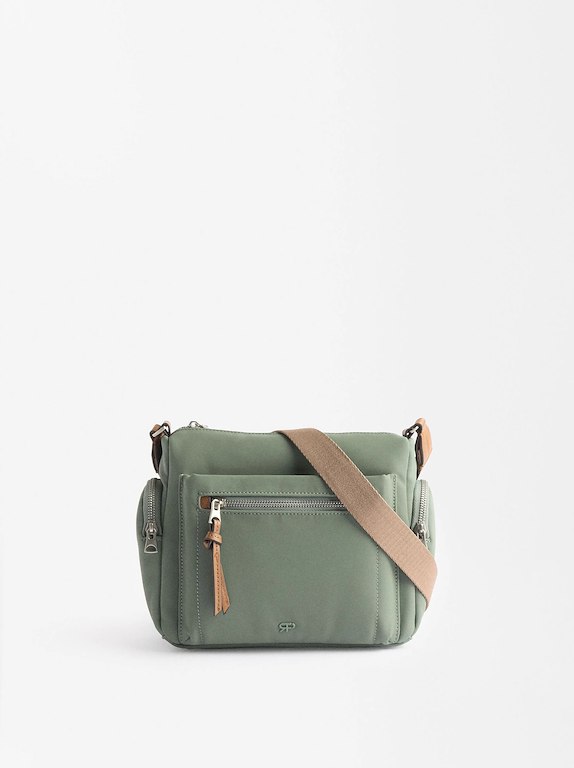 Nylon-effect crossbody bag