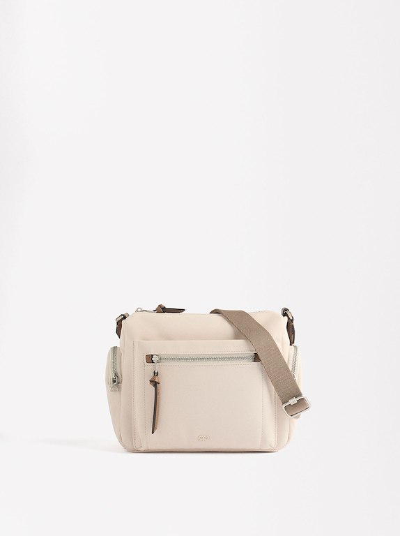 Nylon-effect crossbody bag