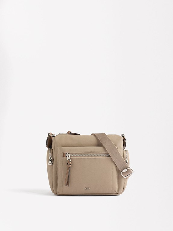 Nylon-effect crossbody bag