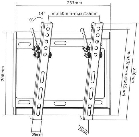 TV NOSAČ XT 05SS zidni, nagibni do +/-15%, veličina ekrana od 14"-43“, nosivost do 20kg; VESA 200x200ID: EK000579017