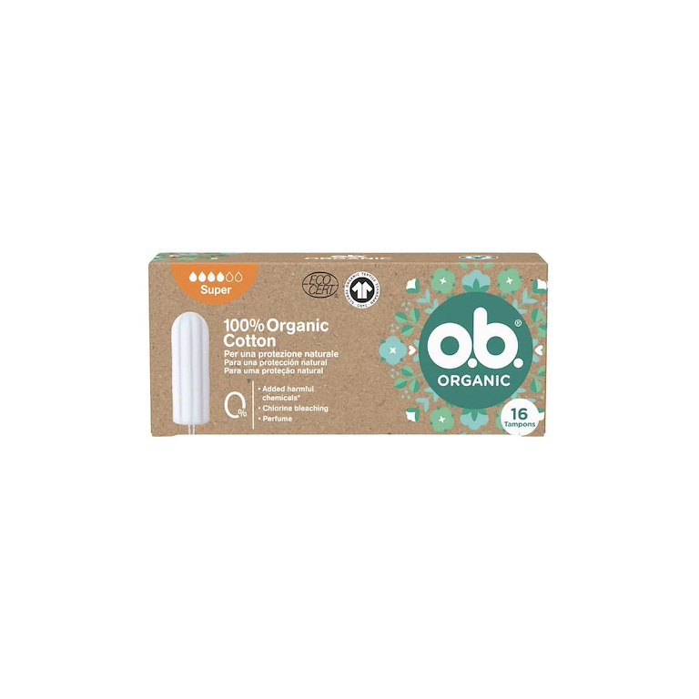 ob® Tamponi Organic SUPER 16 Tampona za Obilnije Menstruacije