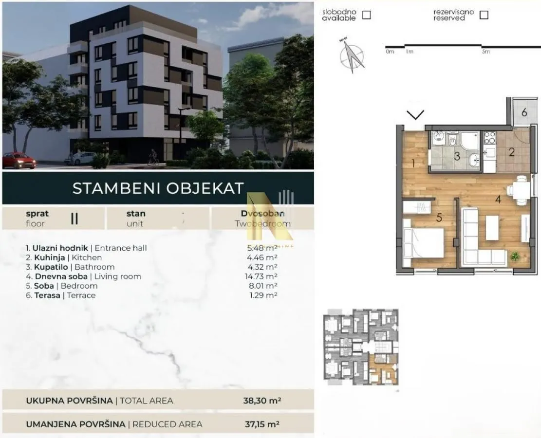 Prodaja, jednosoban stan, 37m2, Detelinara, Novi Sad, Novi Sad