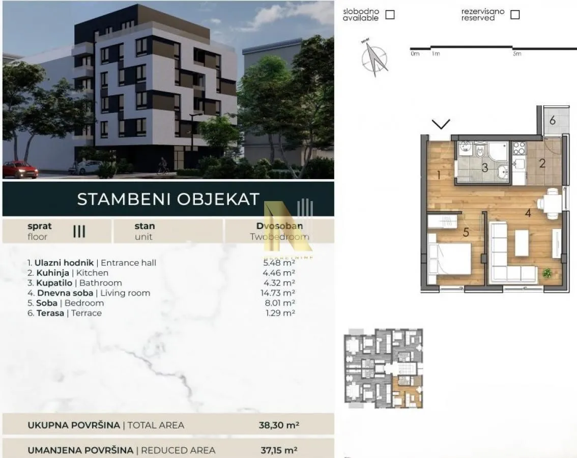 Prodaja, jednosoban stan, 37m2, Detelinara, Novi Sad, Novi Sad