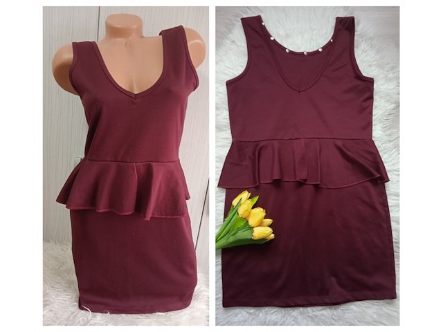 BORDO PEPLUM HALJINA SA NITNAMA M/L