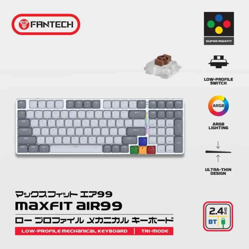 Tastatura Mehanicka Gaming Fantech MK916 RGB Maxfit AIR99 Bežični grey brown switch