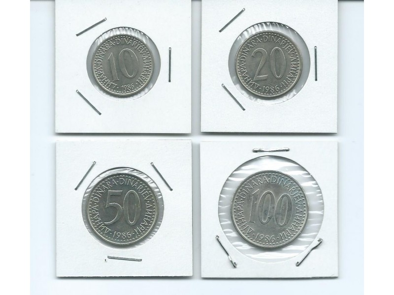 10 Dinara 1986,20 Dinara,50 Dinara i 100 Dinara UNC