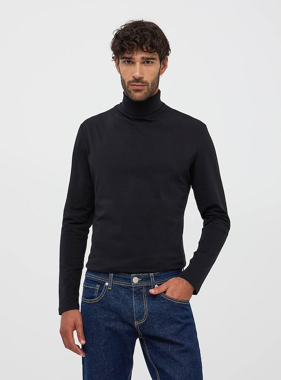 Solid-colour polo neck T-shirt Crna