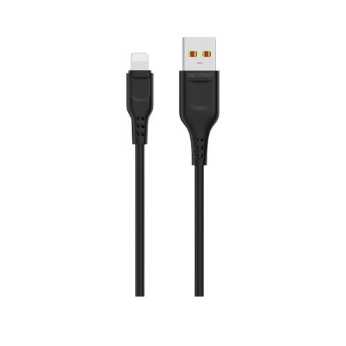 DENMEN D01L LIGHTNING USB DATA KABL 2,4A 1M CRNI