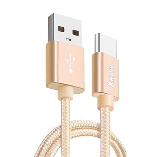 XWAVE KABL USB TYPE C 3A ALU PLETENI 2M ZLATNI