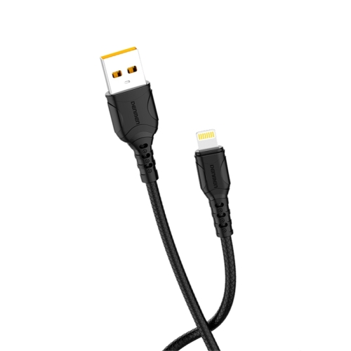 DENMEN D08L LIGHTNING USB DATA KABL 3,6A 1M CRNI