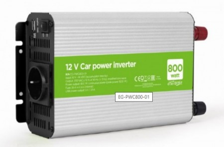 EG-PWC800-01 Gembird 12V Auto inverter DC/AC 800W+USB port