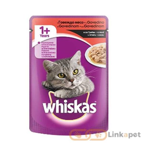 Whiskas: Kesica za mačke s govedinom u želeu Adult, 100g