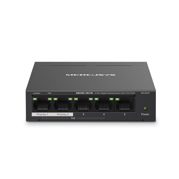 Mercusys MS105GP v2.0, 5-Port Gigabit Desktop Switch with 4-Port PoE+