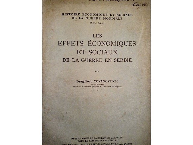 Les effets economiques et sociaux , D. Yovanovitch