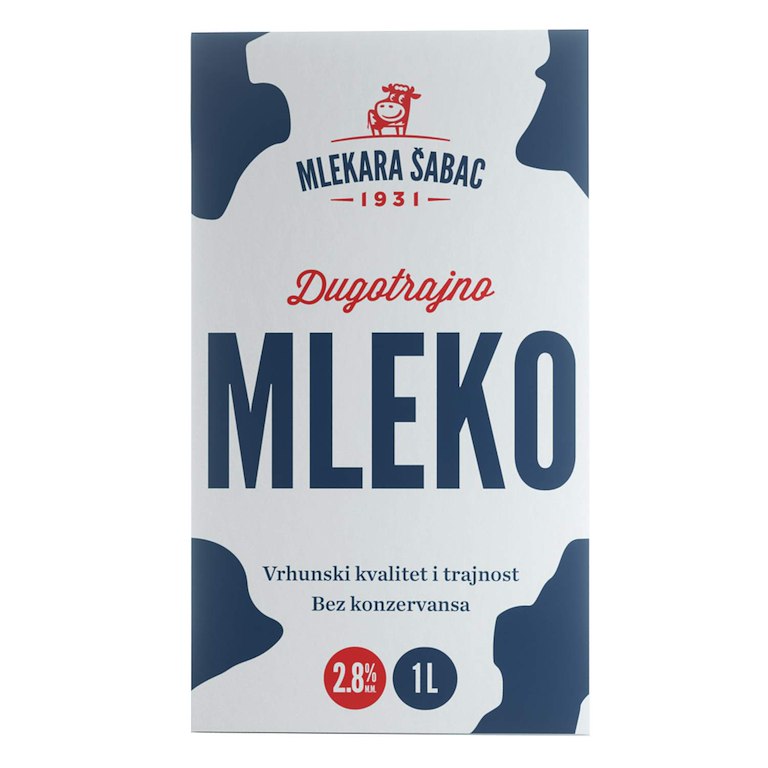 Mlekara Šabac dugotrajno mleko 2.8 m.m 1l