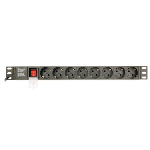 EG-PDU-014-C14 Gembird C14 Produzni kabl sa zastitom 8 uticnica 10A, PDU 1U, aluminium, 3m