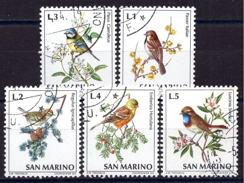 096 - San Marino - Ptice - Fauna - Žigosane marke