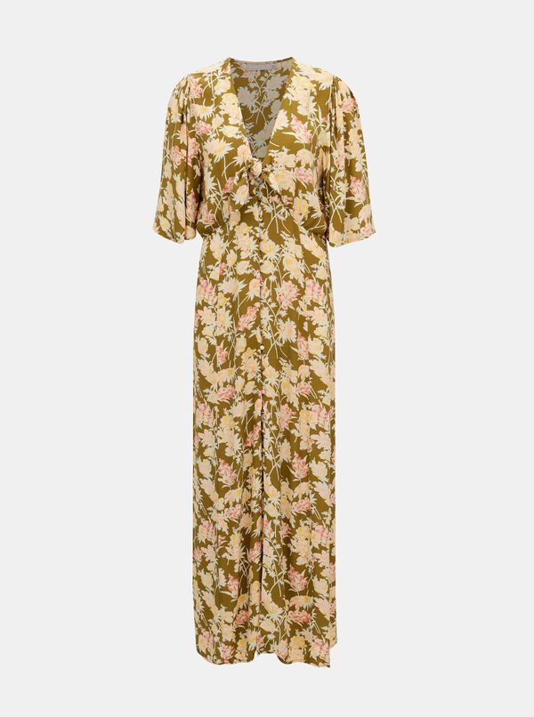 KHAKI FLORAL MAXI DRESS PIECES POLLY - WOMEN'S