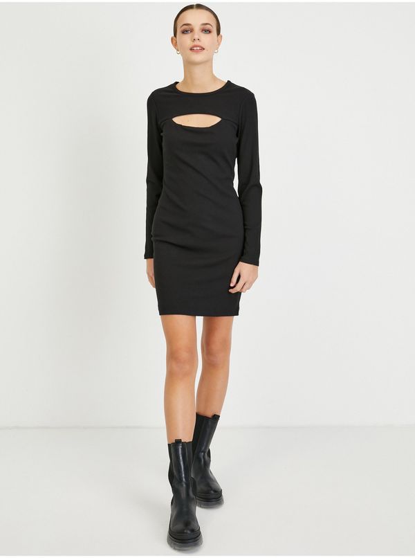 BLACK SHEATH DRESS WITH GUESS LANA CUT - WOMEN