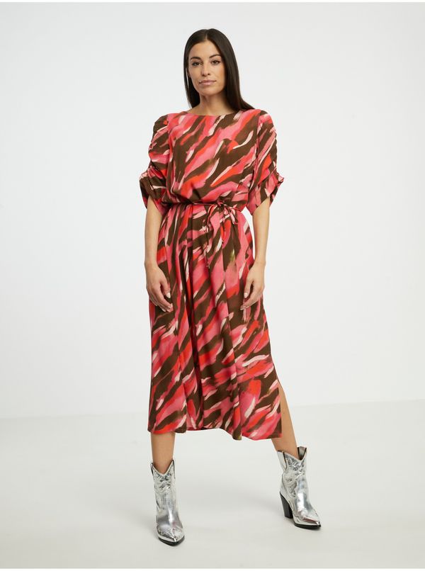 RED WOMEN'S PATTERNED MAXI DRESS FRANSA - WOMEN'S