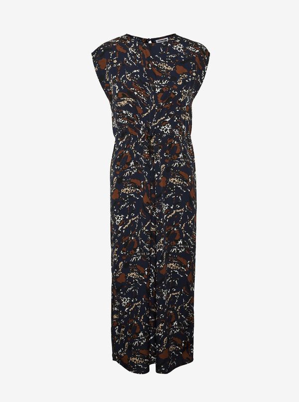 NAVY BLUE PATTERNED MAXI DRESS WITH A CUT-OUT ON THE BACK NOISY MAY MO - WOMEN