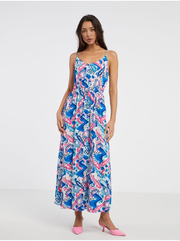 WOMEN'S BLUE PATTERNED MAXI DRESS VERO MODA USSI - WOMEN