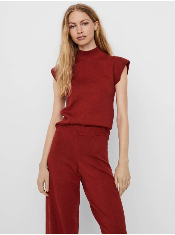 WOMEN'S BRICK RIBBED SWEATER WITH STAND-UP COLLAR VERO MODA PRESSY - WOMEN