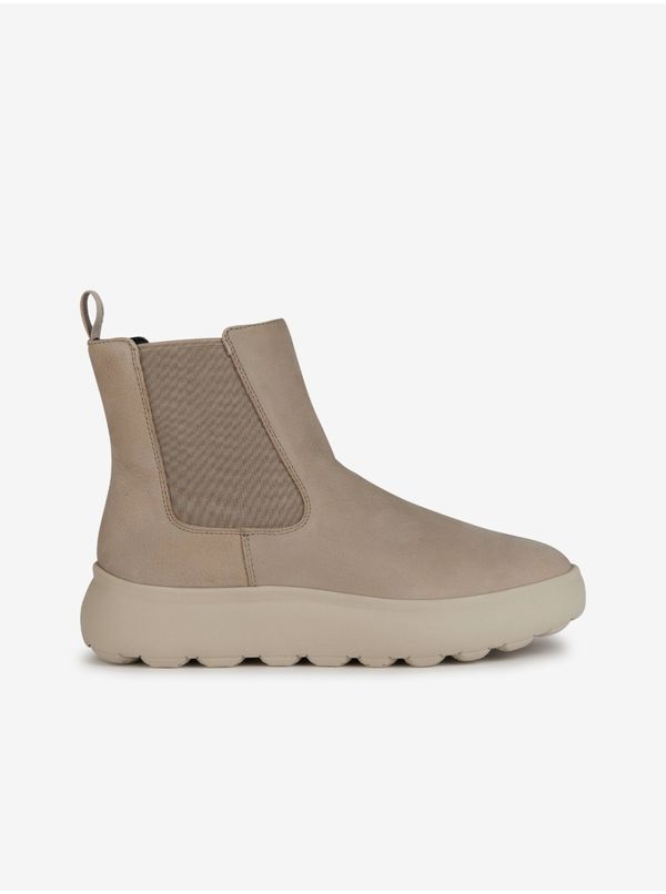 BEIGE WOMEN'S LEATHER ANKLE BOOTS GEOX SPHERICA - WOMEN