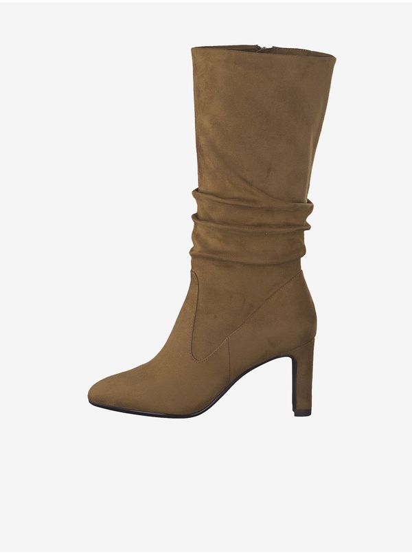 BROWN BOOTS ON A HEEL IN SUEDE FINISH TAMARIS - WOMEN'S