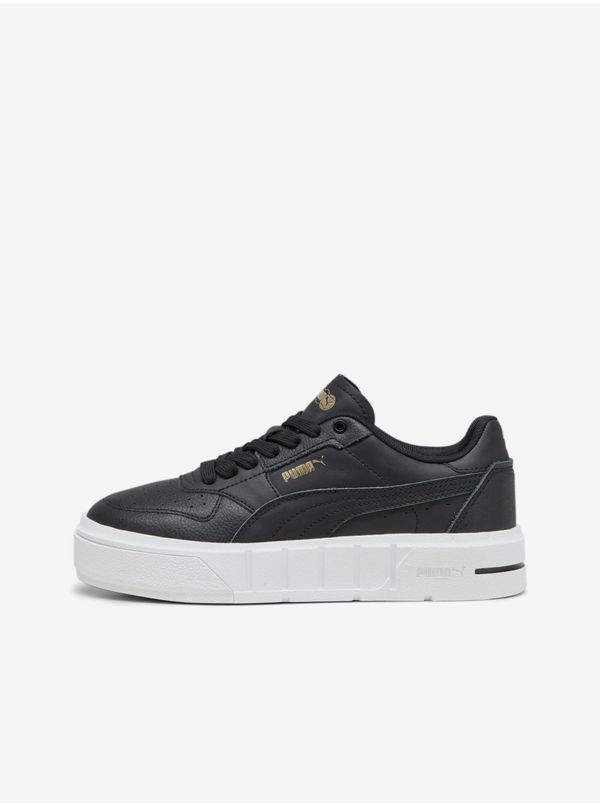 BLACK WOMEN'S LEATHER PLATFORM SNEAKERS PUMA CALI COURT - WOMEN