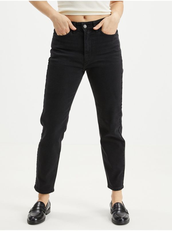 BLACK CROPPED STRAIGHT FIT JEANS NOISY MAY MONI - LADIES