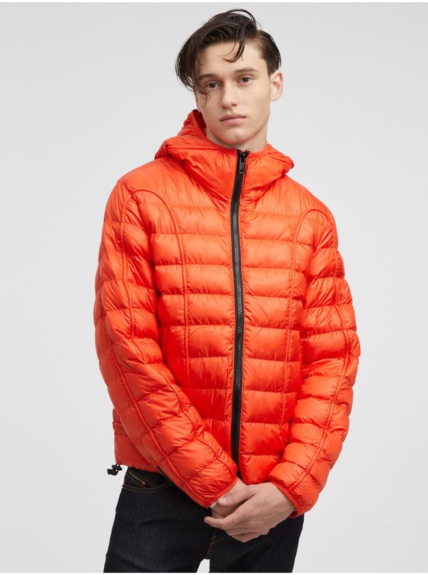 RED MEN'S QUILTED WINTER JACKET DIESEL - MEN'S