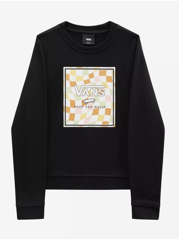 BLACK GIRLS' SWEATSHIRT VANS WAVY CHECK BOX LOGO - GIRLS