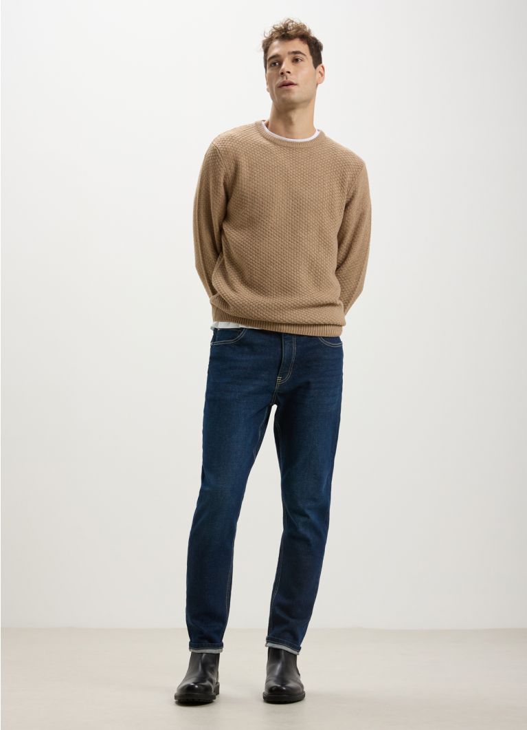 Plain-coloured crew-neck jumper Duvan