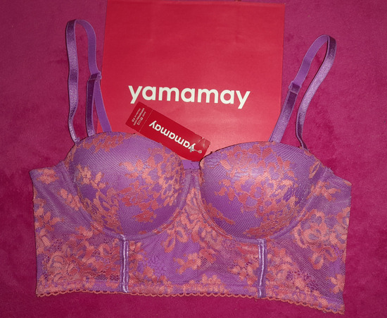 Yamamay cipka ljubicasti push up korset 80B NOVO!%