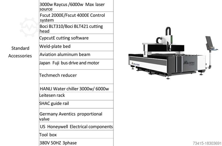 Mašina za lasersko sečenje
TICAB Лазерний верстат 3000wRaycus/6000w Max l