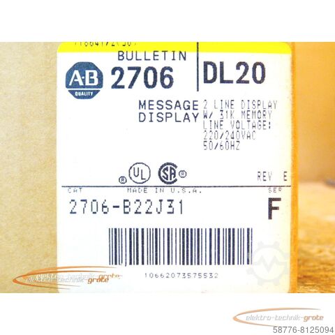 Komponenta Alena Bredlija
Allen Bradley 2706-B22J31 DL20 2-line Message Display - ! -