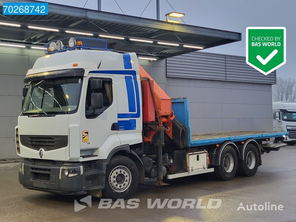 Renault Premium 450 6X4 Palfinger PK54000 E Kran Crane Retarder Steelsus kamion s ravnom platformom